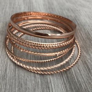 Jewelry | Set Of 7 Rose Gold Bangles | Poshmark